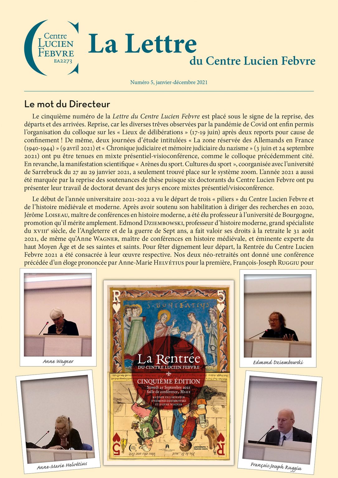 La lettre n°5 - 2021 - Centre Lucien Febvre - Université Marie & Louis ...